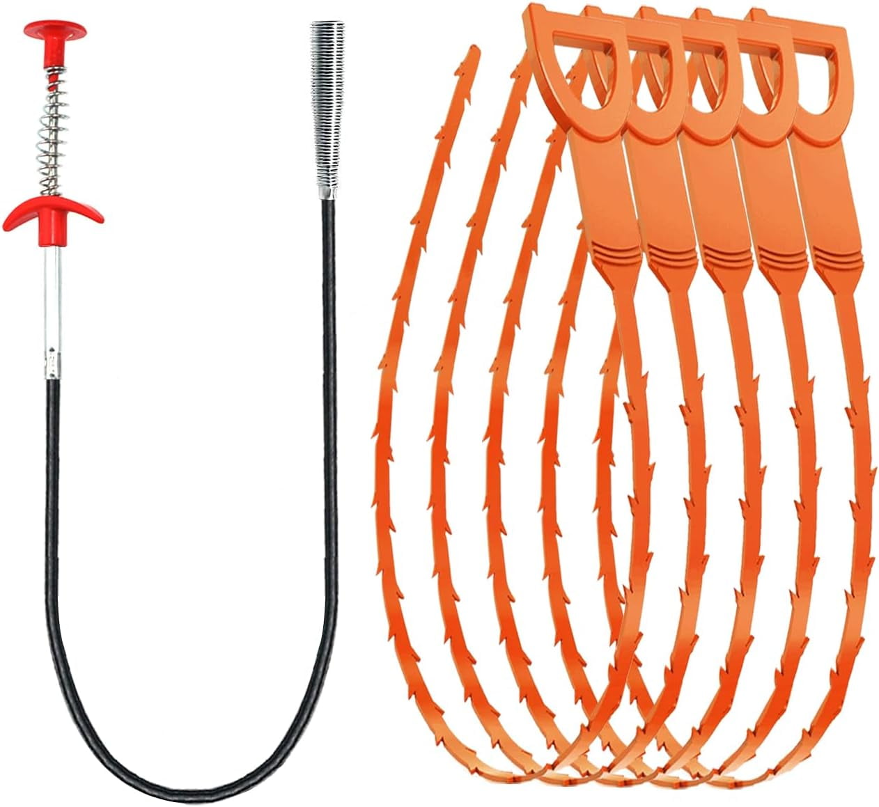 6-Pack 64 Inch Snake Drain Cleaner and 20 Inch Hair Clog Remover ...