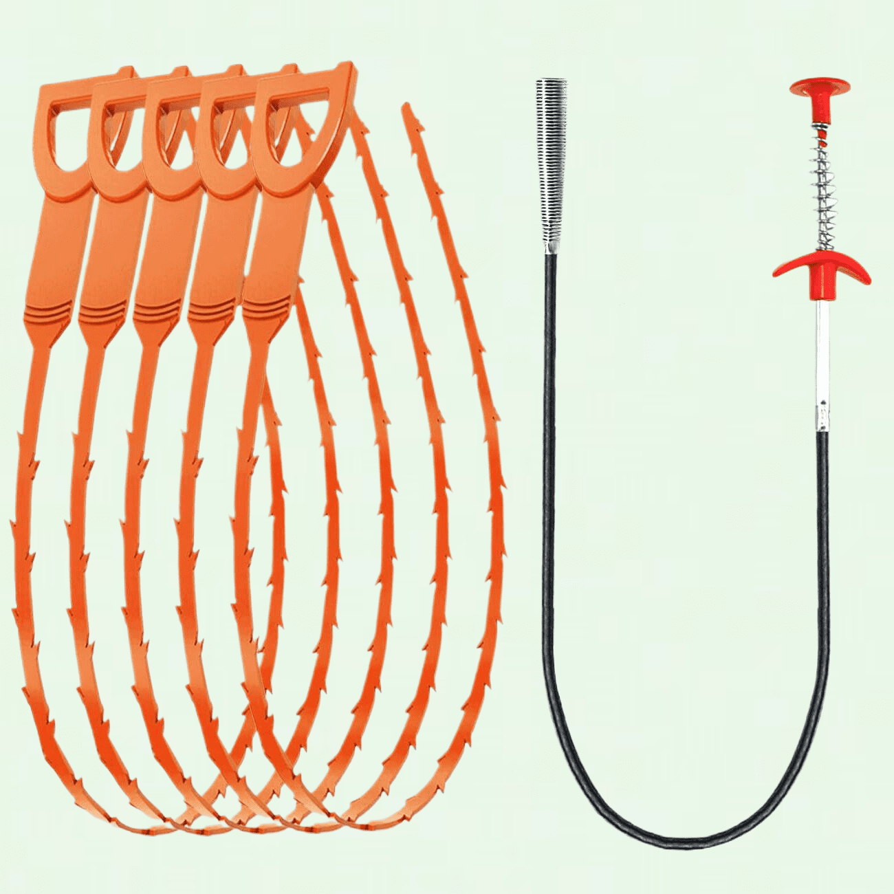 6-Pack, 64-Inch Flexible Clean Drain Plastic Snake Gutter Cleaner and ...