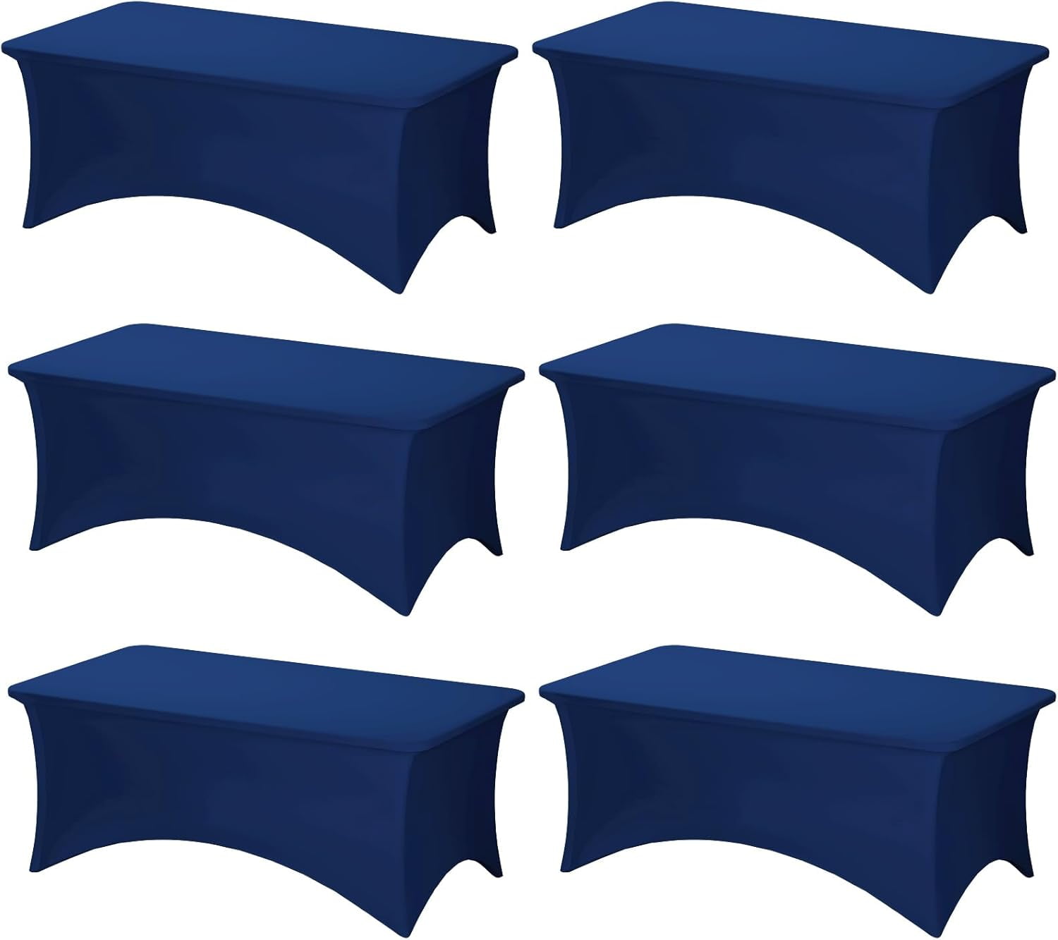 6 Pack 6Ft Navy Blue Spandex Fitted Tablecloths for Rectangle Tables ...