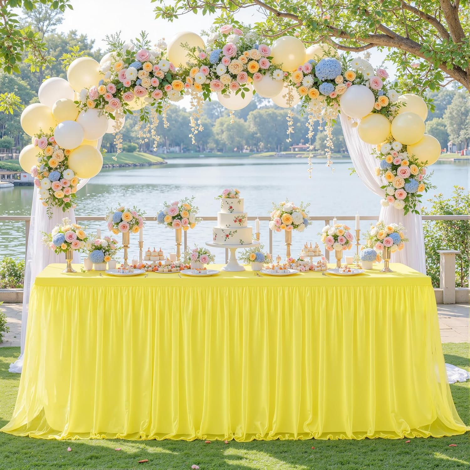 6 Pack 6ft Champagne Tulle Tablecloths for Rectangle Tables 72 x 30 ...