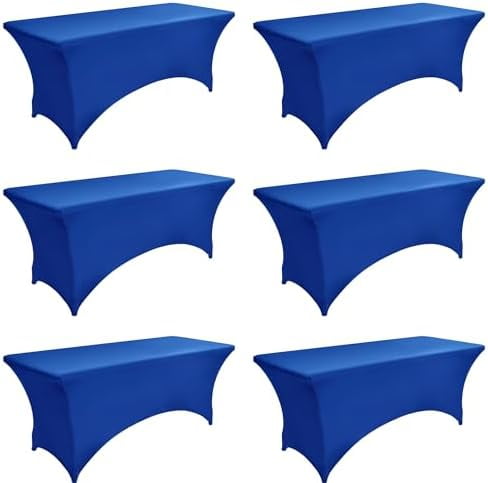 6-Pack 6ft Spandex Table Covers for Rectangle Standard Folding Tables ...