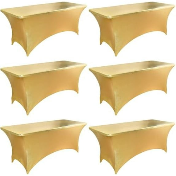 6-Pack 6ft Spandex Table Covers for Rectangle Standard Folding Tables ...