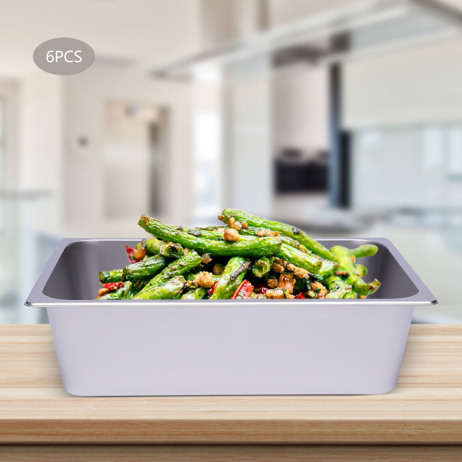 6-Pack 6in Deep Pans 201 Stainless Steel Restaurant Hotel Pan Catering ...