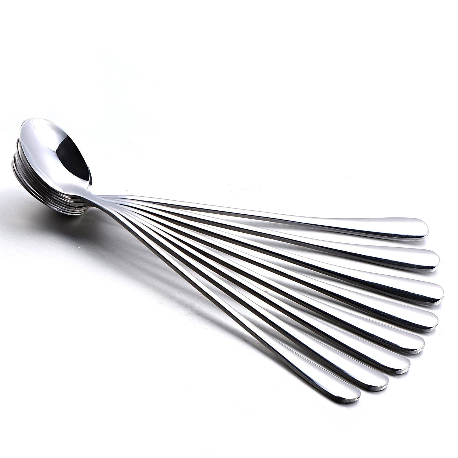 TIKA 6-Pack 7.5'' Long Handle Stainless Steel Spoons for Dessert, Tall ...