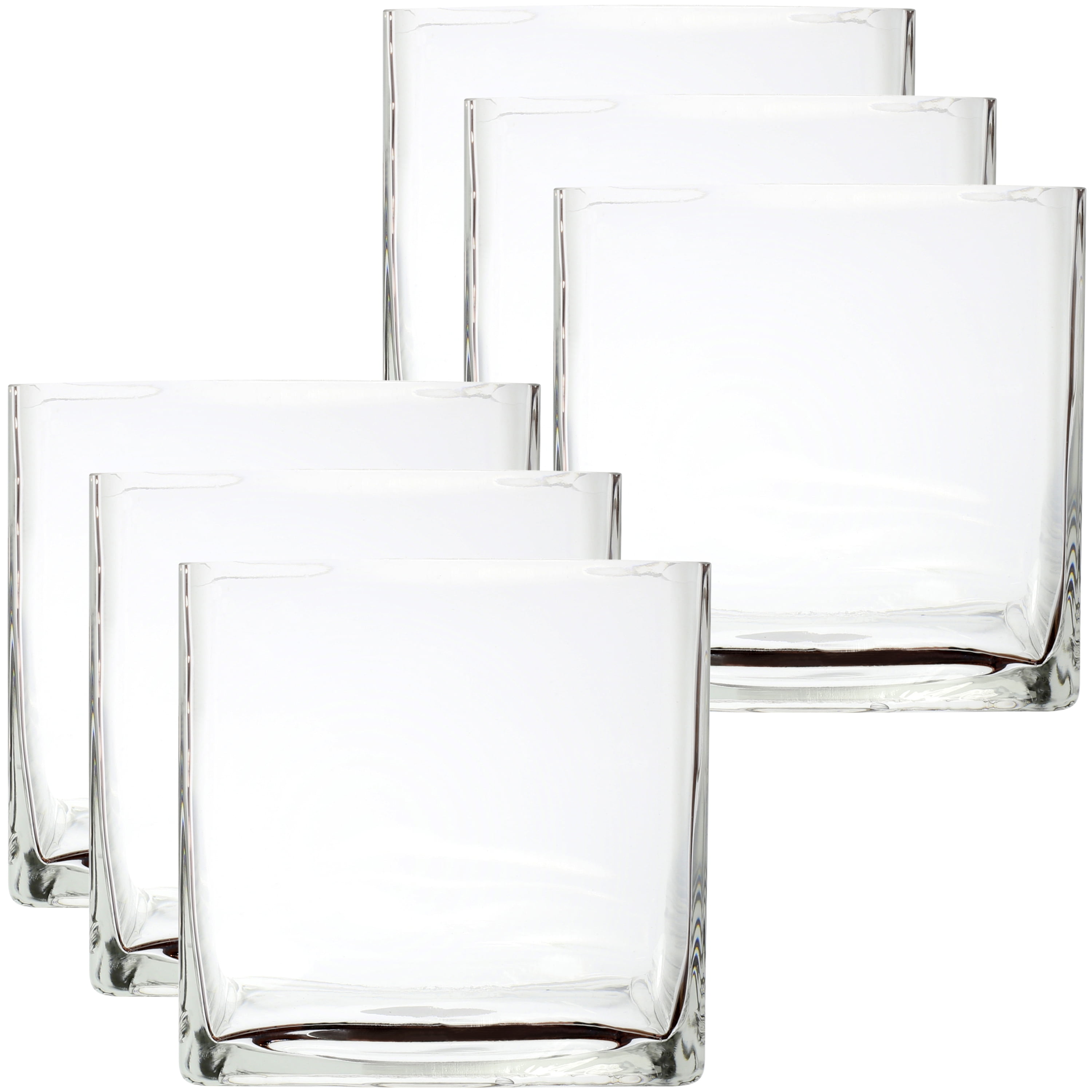Ashland® Decorative Clear Glass Square Vase, 7 Inch, 6 Pack for Home ...