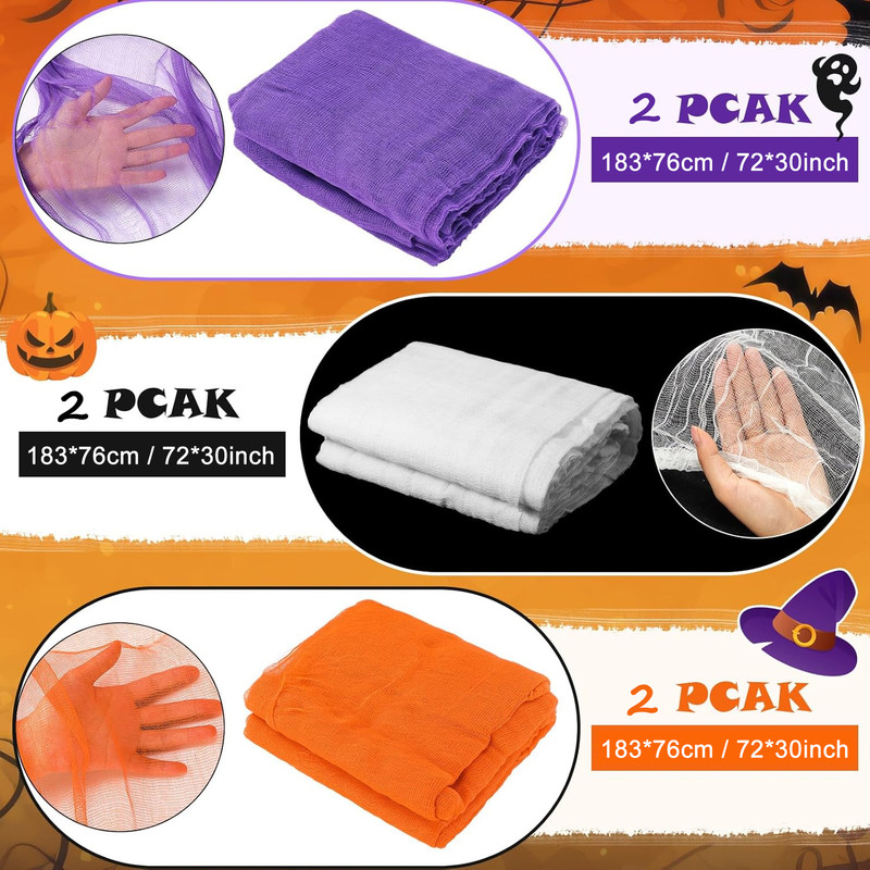 6 Pack 72 x 30 inch Halloween Cheesecloth Cheese Cloth Roll for Crafts ...
