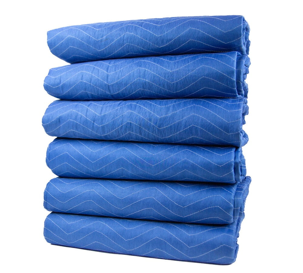 6 Pack 72" x 80" (85 lb/dz Weight) Heavy Duty Moving Blankets - Blue ...