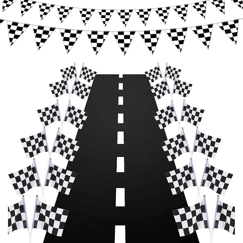 6 Pack 7inch Orange Race Cones with Holes on Top,12 Pack Checkered ...