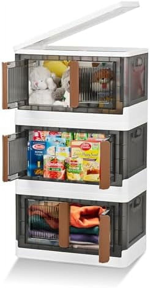 6 Pack of 8.5 GAL Stackable Bins with Lids Plastic Collapsible Totes ...