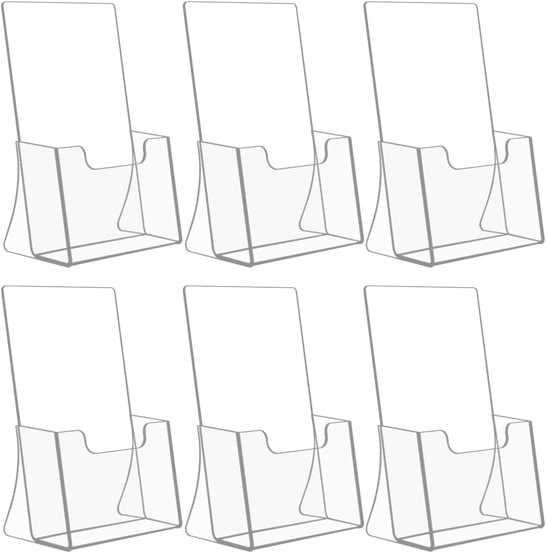 6 Pack 8.5'' x 5.5'' Acrylic Bi-fold Brochure Holder,Clear Plastic ...