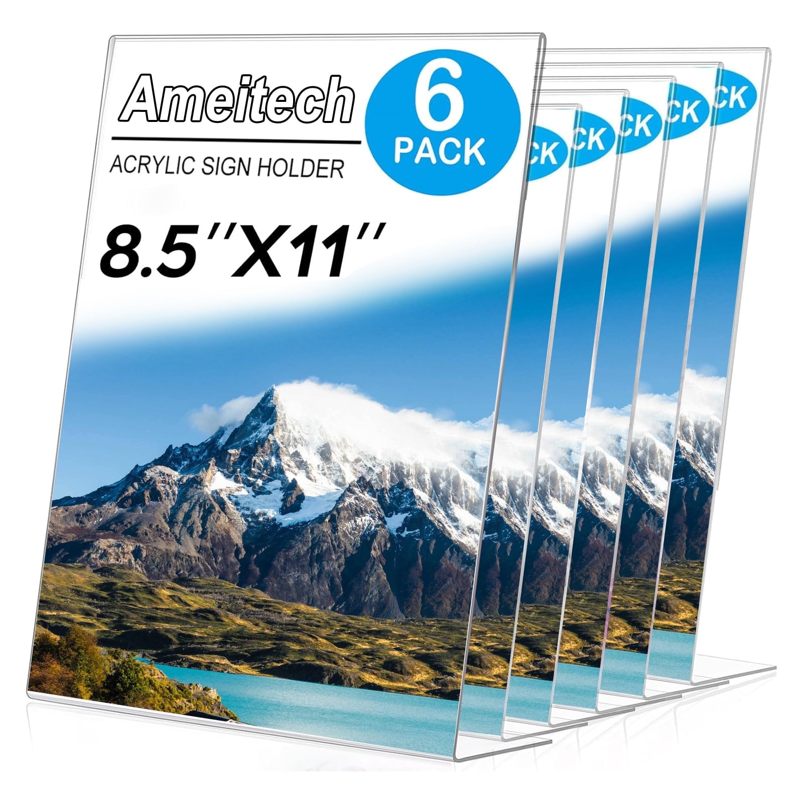6 Pack 8.5x11" Acrylic Sign Holder，L Shape Plastic Paper Holder With ...