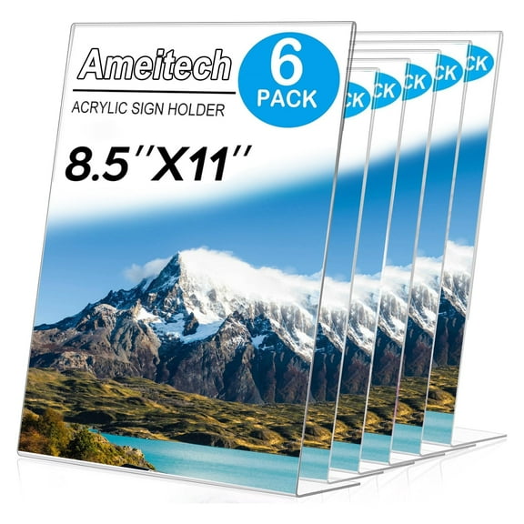 6Pack 5 x 7 Clear Acrylic Wedding Table Number Holder Stands with Gold ...