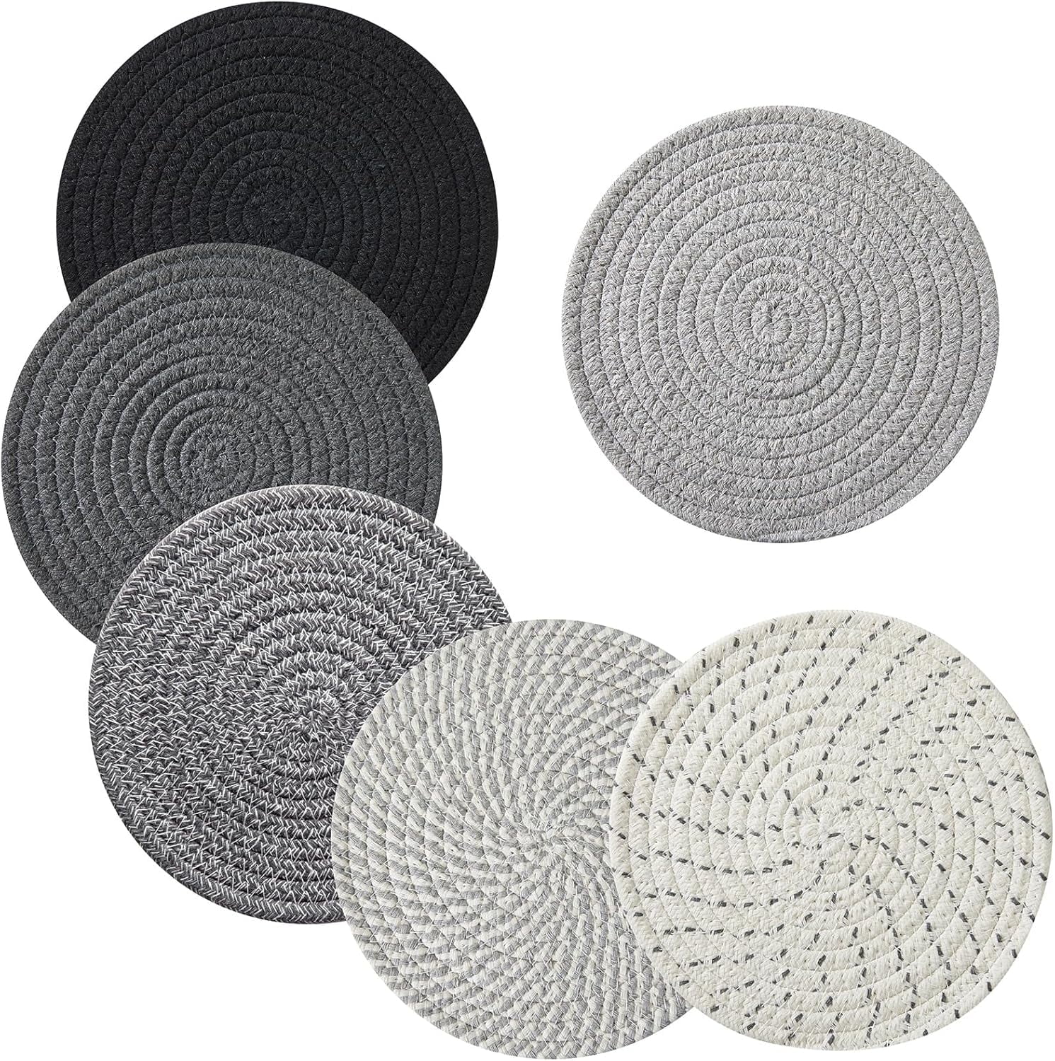6-Pack 8" Heat Resistant Trivets - Farmhouse Style Pot Holders for Hot ...