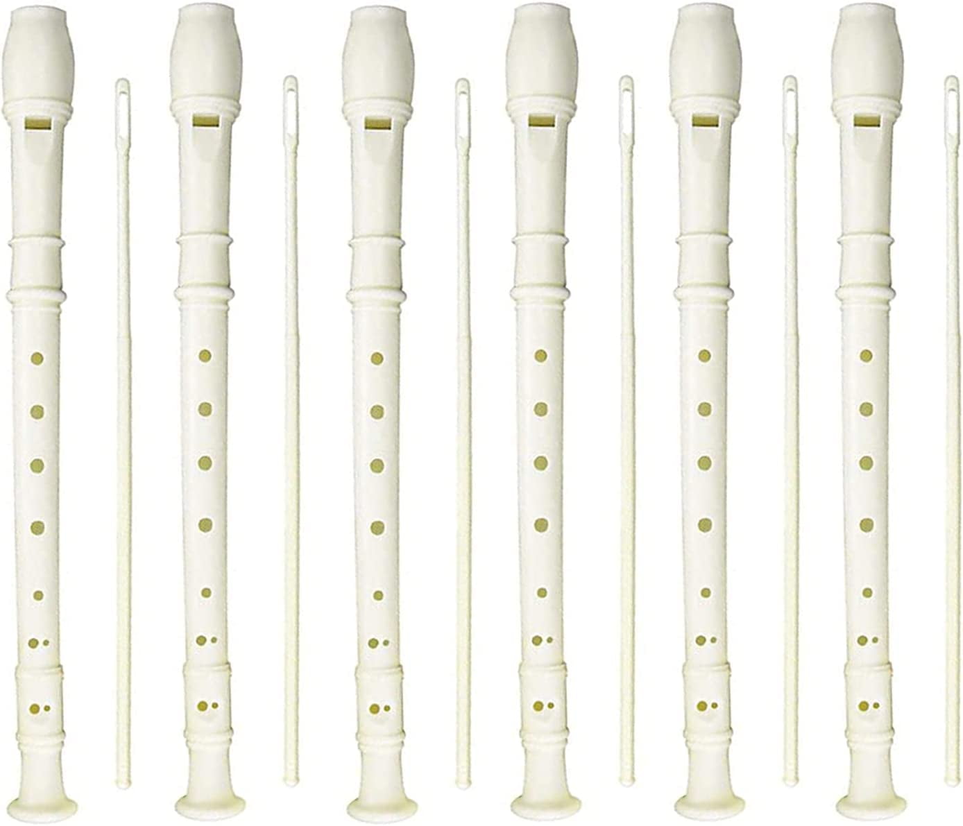 6 Pack 8 Hole Soprano Recorders Descant Flute With Cleaning Rod German ...