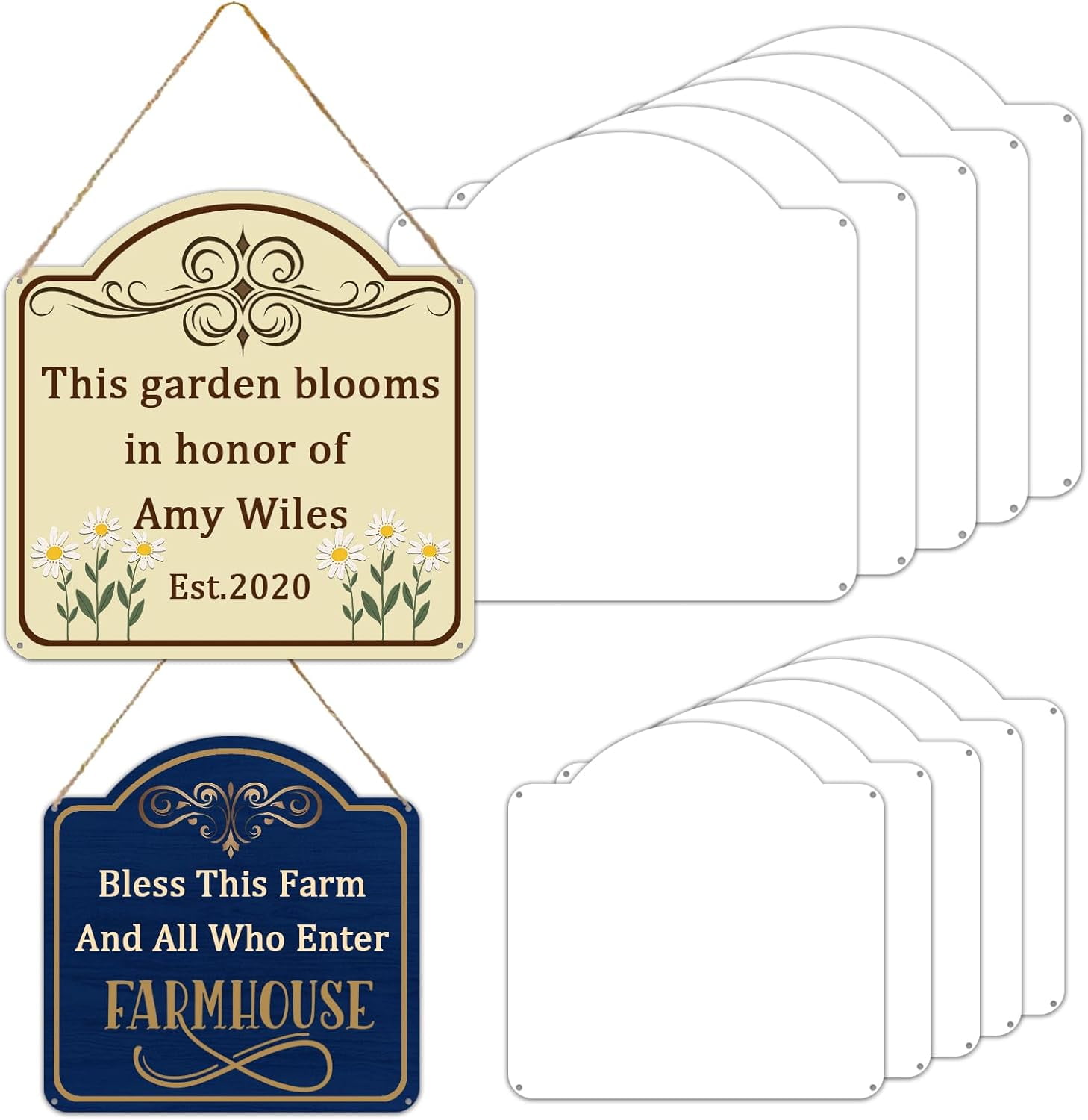 6 Pack 8-Inch Aluminum Blank Metal Door Hanger Signs Double-Sided ...