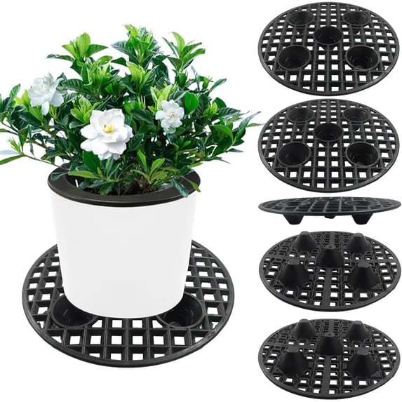 6 Pack 8 Inch Black Plastic Plant Pot Elevator Stand Saucer Riser for ...