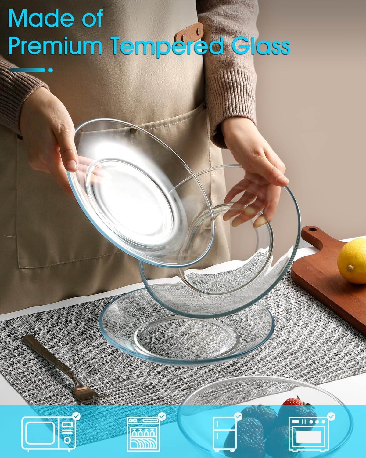 6 Pack 8 Inch Tempered Glass Dessert Plates Clear Salad Plates Dishwasher And Micr 634