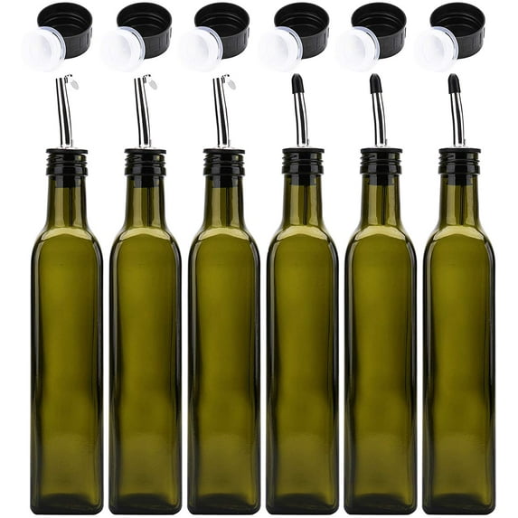 6 Pack 8 oz Glass Olive Oil Dispenser Bottles, Oil and Vinegar Cruets ...