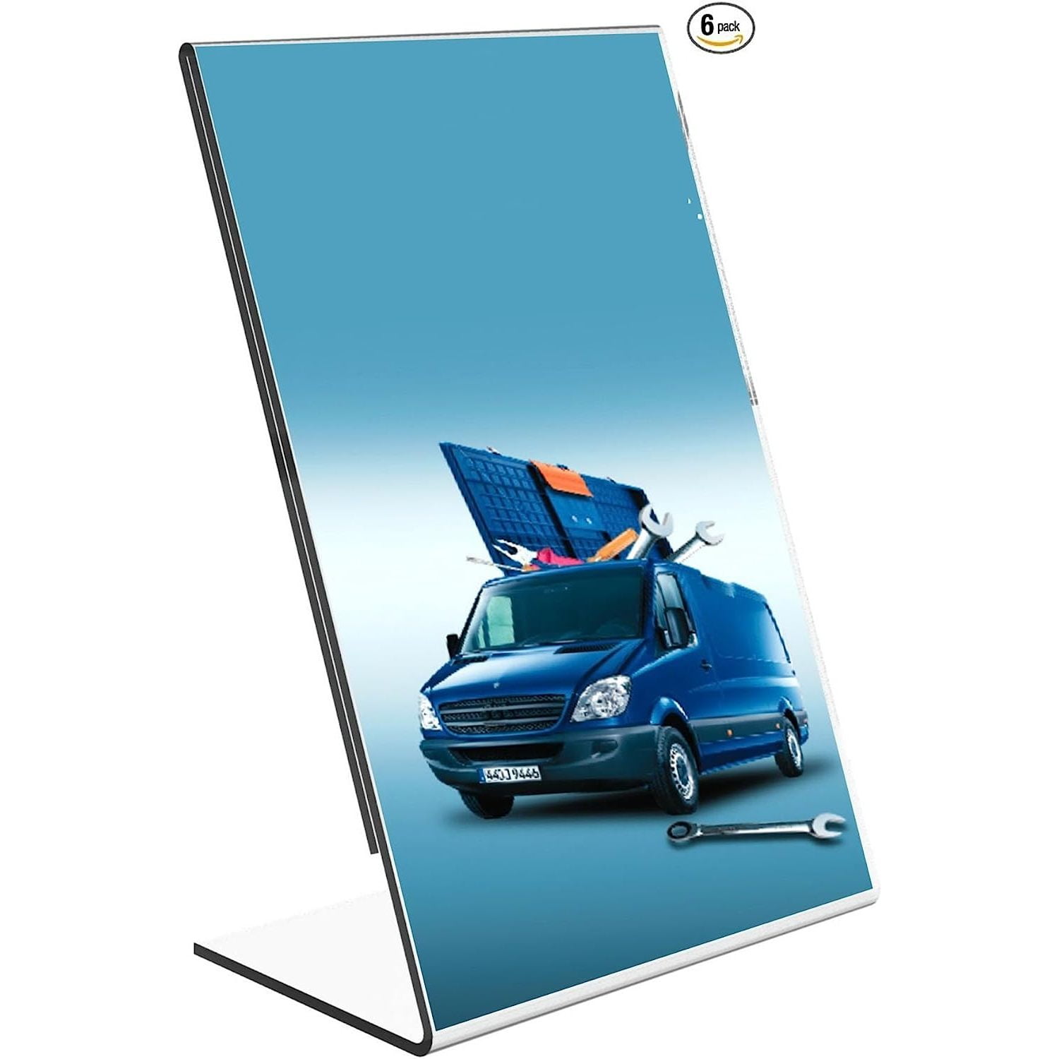 (6 Pack) 8" x 10" Clear Slant Back Ad/Sign Holder, Plastic Slanted ...