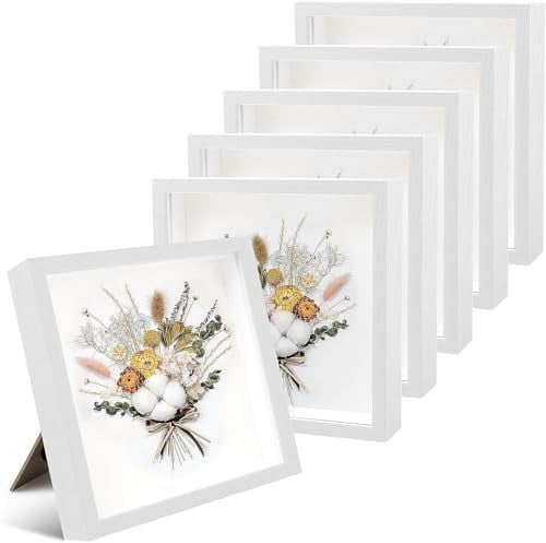 6 Pack 8 x 8 Inches Shadow Box Frame, 3D Wood Frame Memory Display ...
