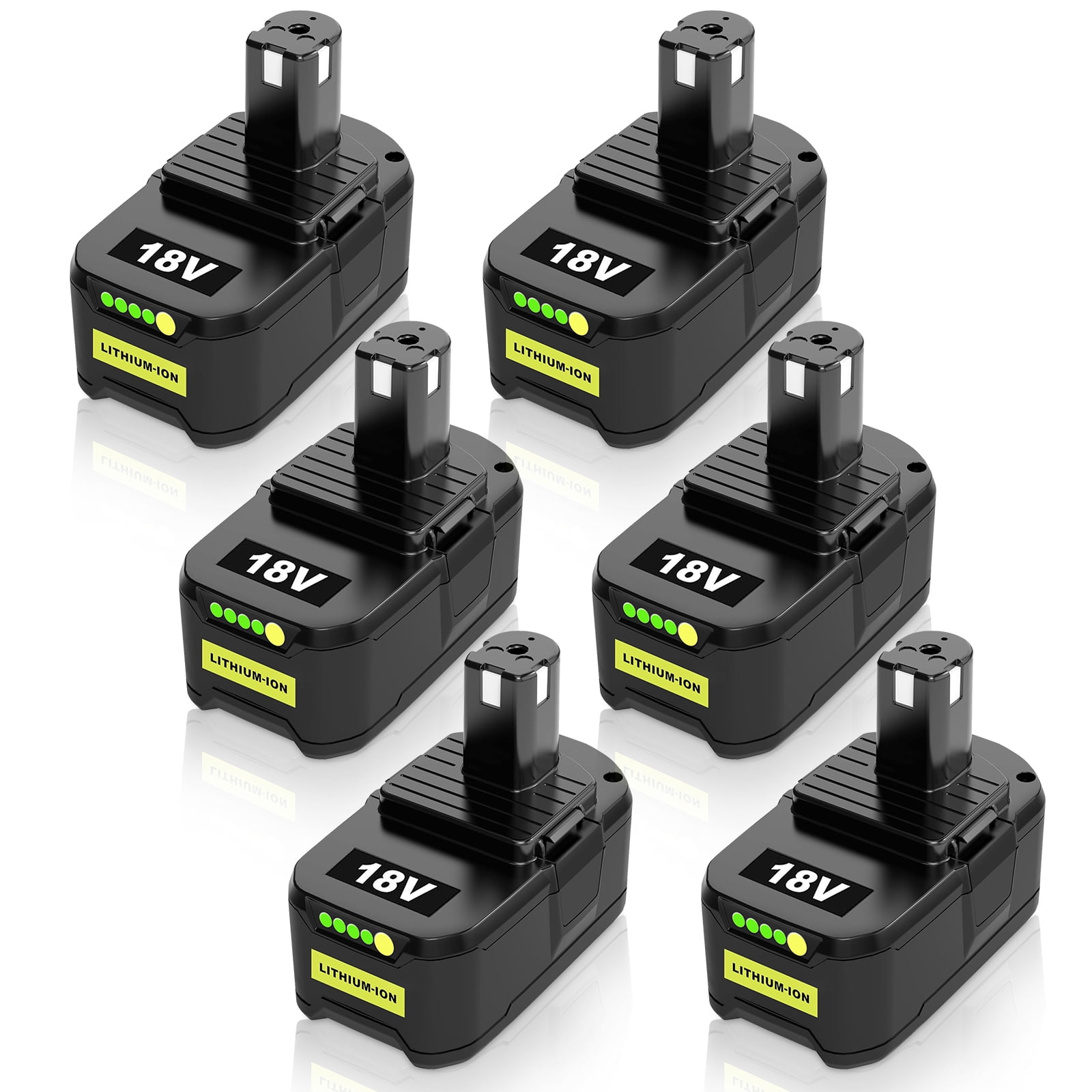 6 Pack 8000mAh P108 Battery Replacement for Ryobi 18V Battery ...