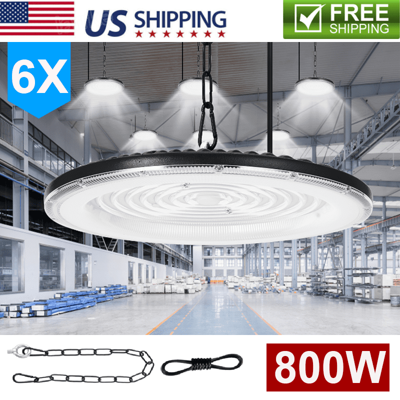 6 Pack 800W UFO LED High Bay Light Warehouse Industrial LED Shop Light ...
