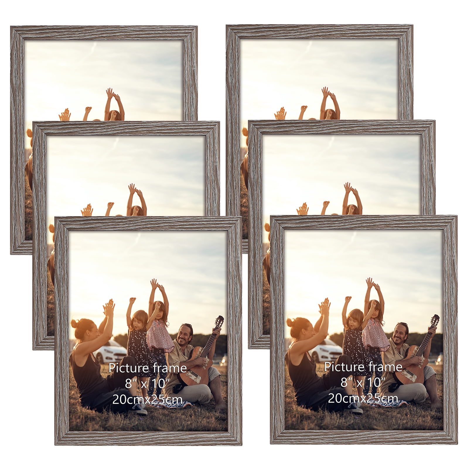 Walmart 6 Pack 8x10 Wooden Picture Frames, Gray Rustic Wall Photo Frame ...