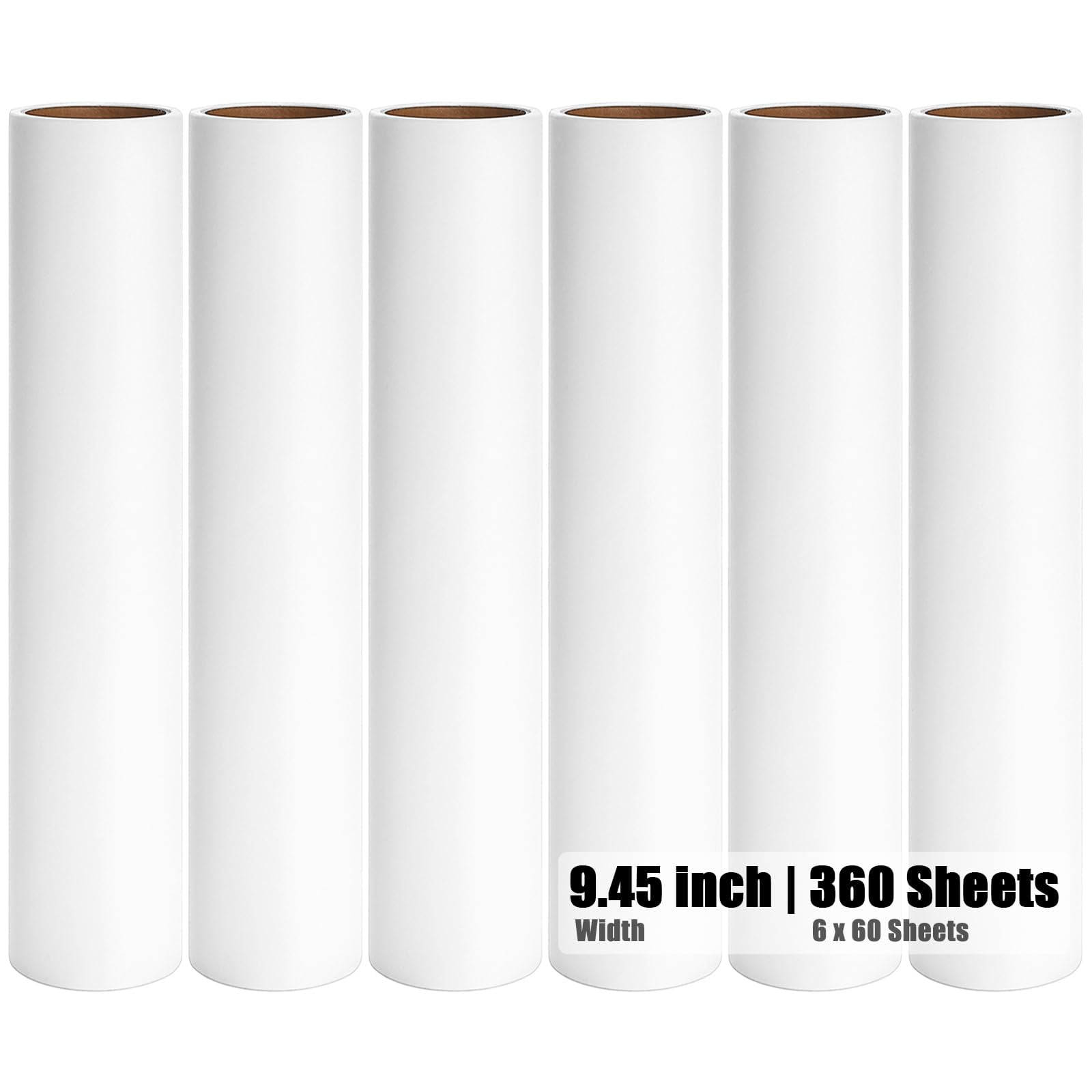 6 Pack 9.45 inch Lint Roller Refill Extra Sticky 9.4-9.5 inch Wide ...
