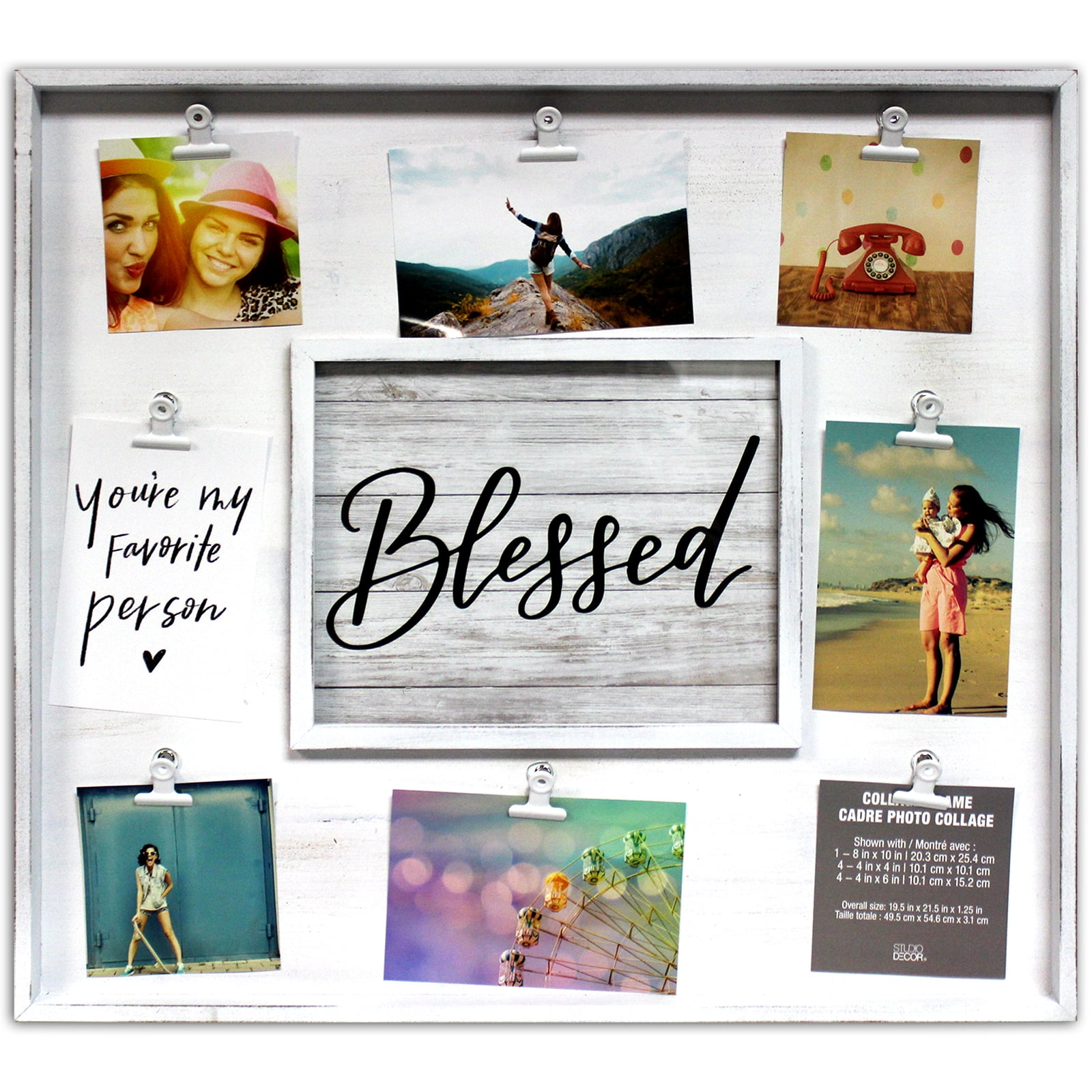 6 Pack: 9 Opening White Rustic 19.5" x 21.5" Collage Clip Frame by ...
