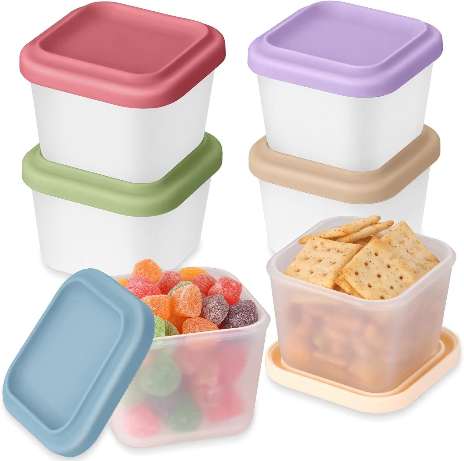 6 Pack 9 oz Silicone Snack Container for Kids, Reusable Silicone Food ...