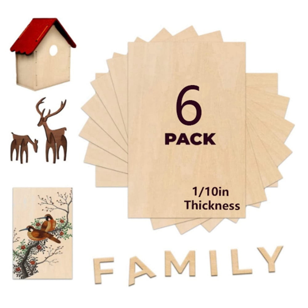 6 Pack 9 x 11.4 Inch Basswood Sheets,1/16 Thin Craft Plywood Sheets ...