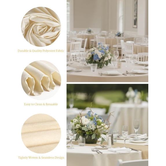 6 Pack 90" Ivory Round Decorative Tablecloths - Walmart.com