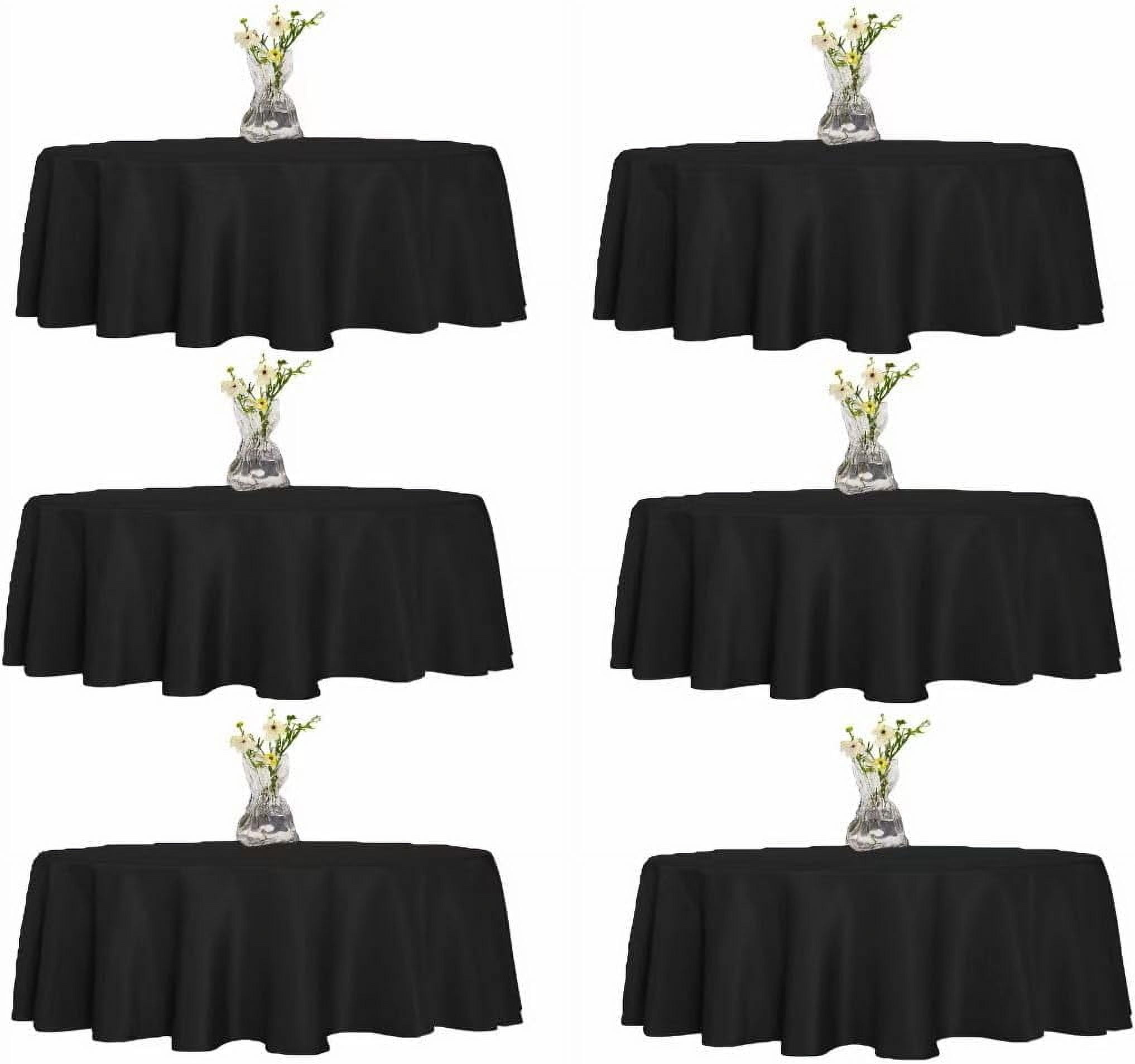 6 Pack 90 inch Round Table Cloth Polyester Black Tablecloth Fade ...