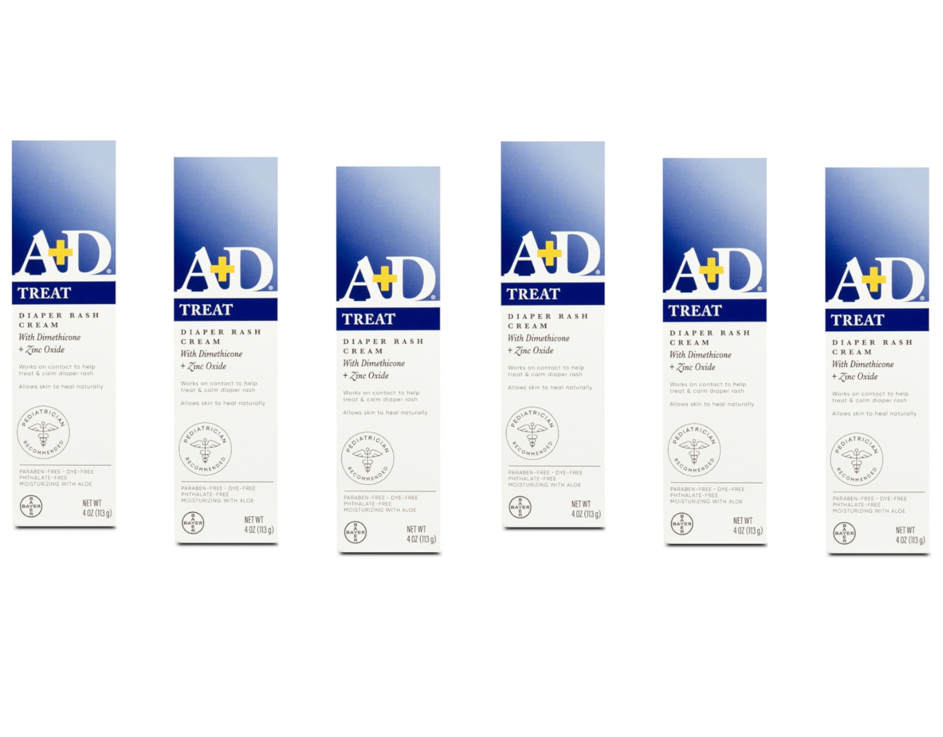 A+D Baby Healing Diaper Rash Cream with Aloe, 6 Pack, 4 Oz Each ...