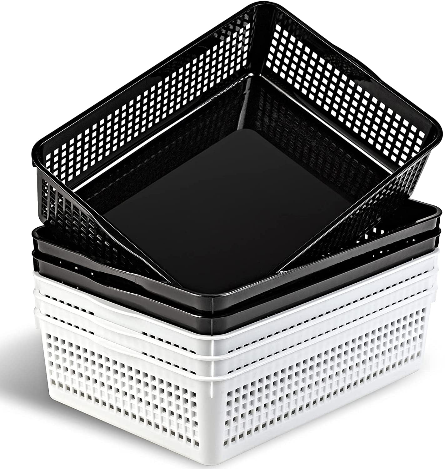 6-Pack A4 Size Plastic File Organizer Trays - Stackable Desktop Storage ...