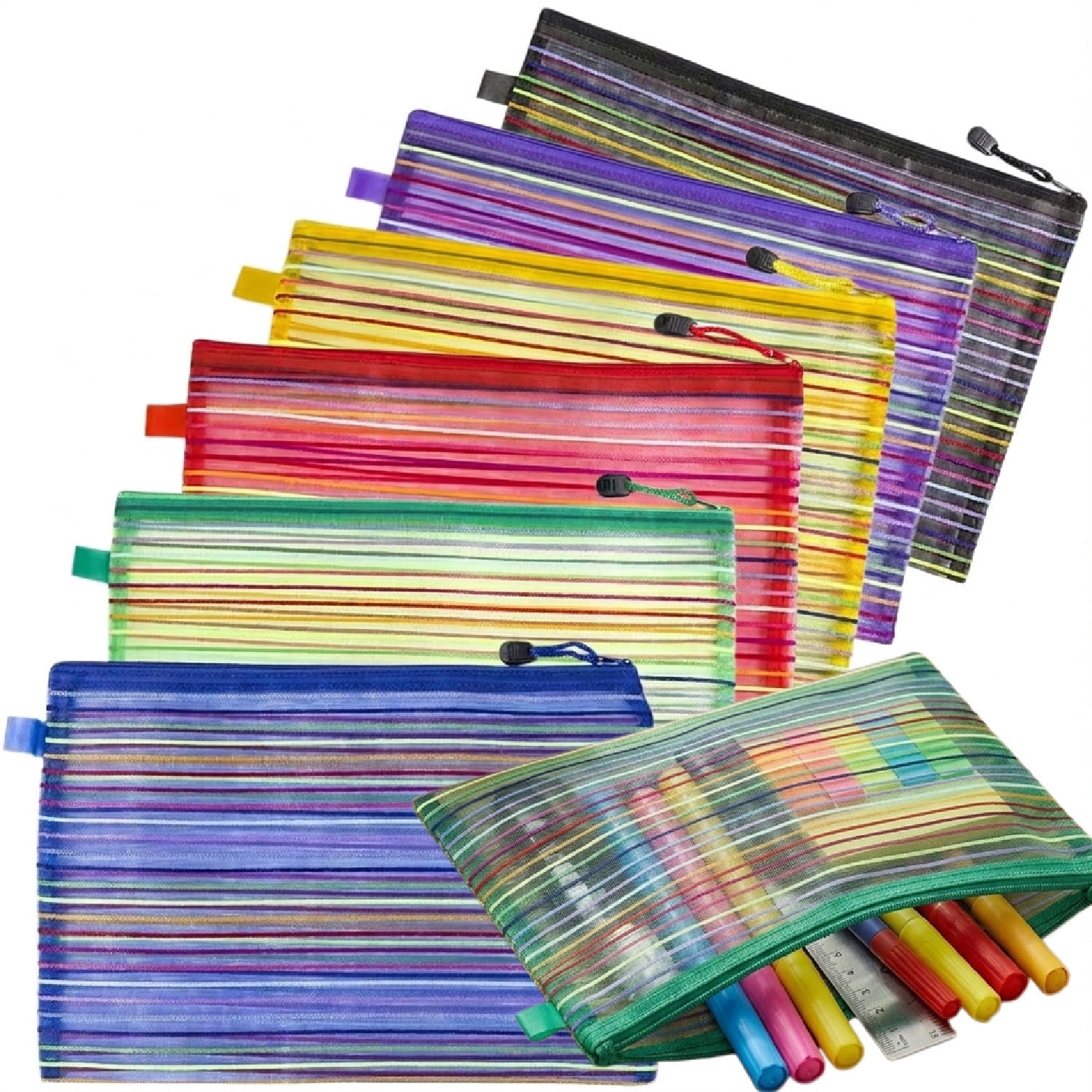 6 Pack A6 Mesh Zipper File Pouches, Mesh Zipper Bags for Office ...