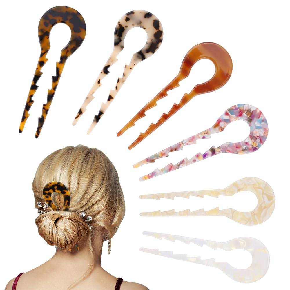 6 Pack Acetate Hair Pins U Shaped French Hair Forks, Cellulose 5.1Inch ...