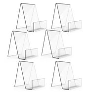 6 PCS Acrylic Book Stand with Ledge, Clear Acrylic Display Easel ...