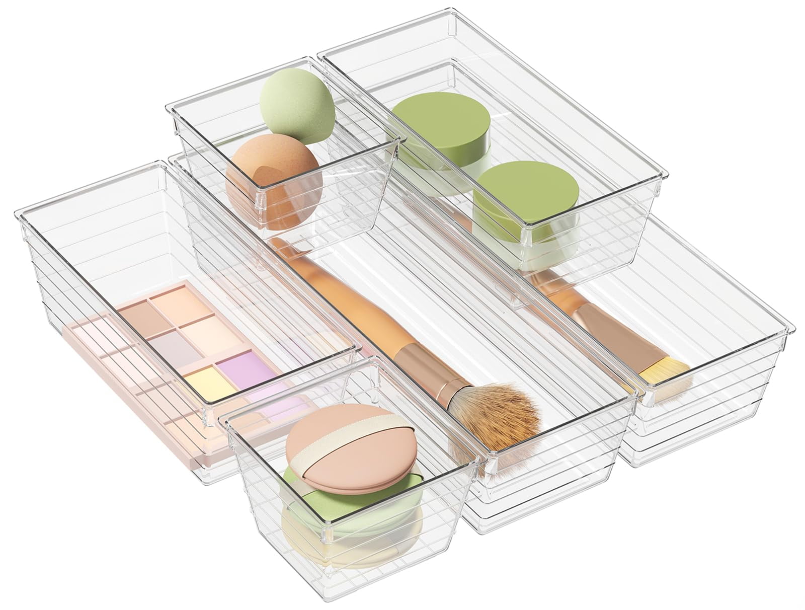 6 Pack Acrylic Drawer Organizer, Clear Storage Trays for Makeup ...