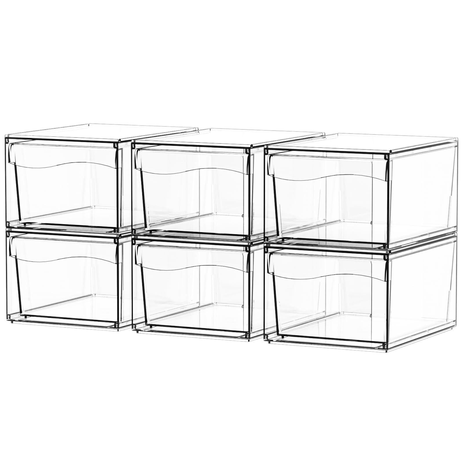 6 Pack Acrylic Drawer Organizer Stackable,Clear Storage Drawer Makeup ...