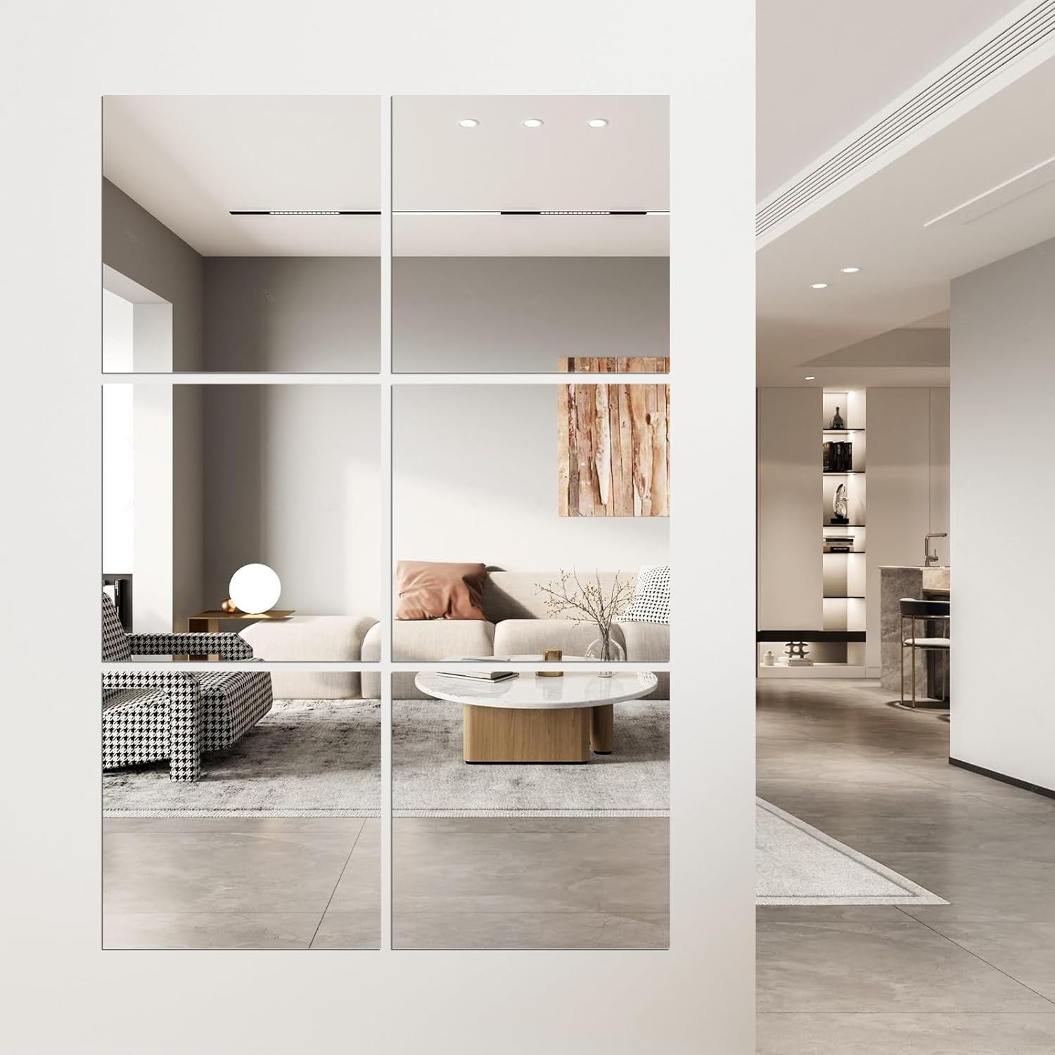 6 Pack Acrylic Flexible Mirror Sheets Wall Mirror Tiles, 8 x 8 Inch ...