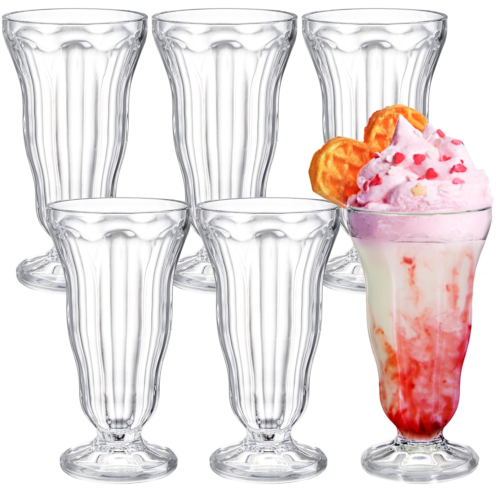 6 Pack Acrylic Milkshake Glasses, 15OZ/420ML Clear Old Fashioned Soda ...
