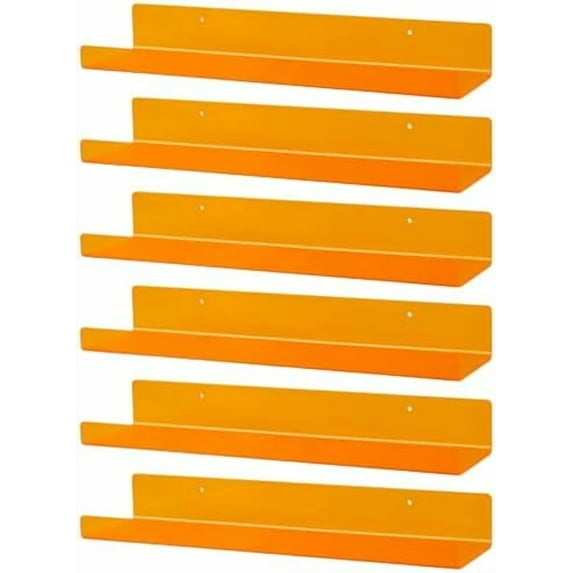 6 Pack Acrylic Shelves for Wall, 15" Acrylic Floating Shelves for ...