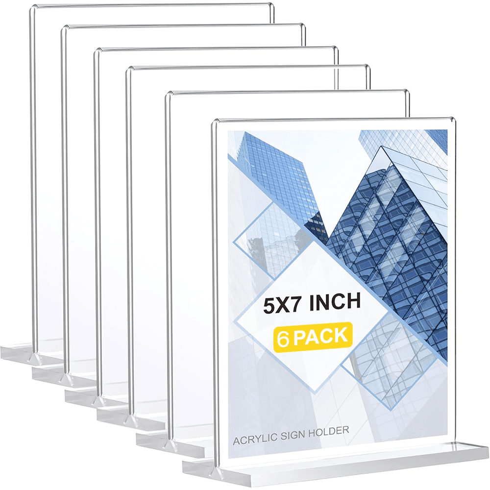 6 Pack Acrylic Sign Holder, 5 X 7 Inch Acrylic Display Stands for Store ...