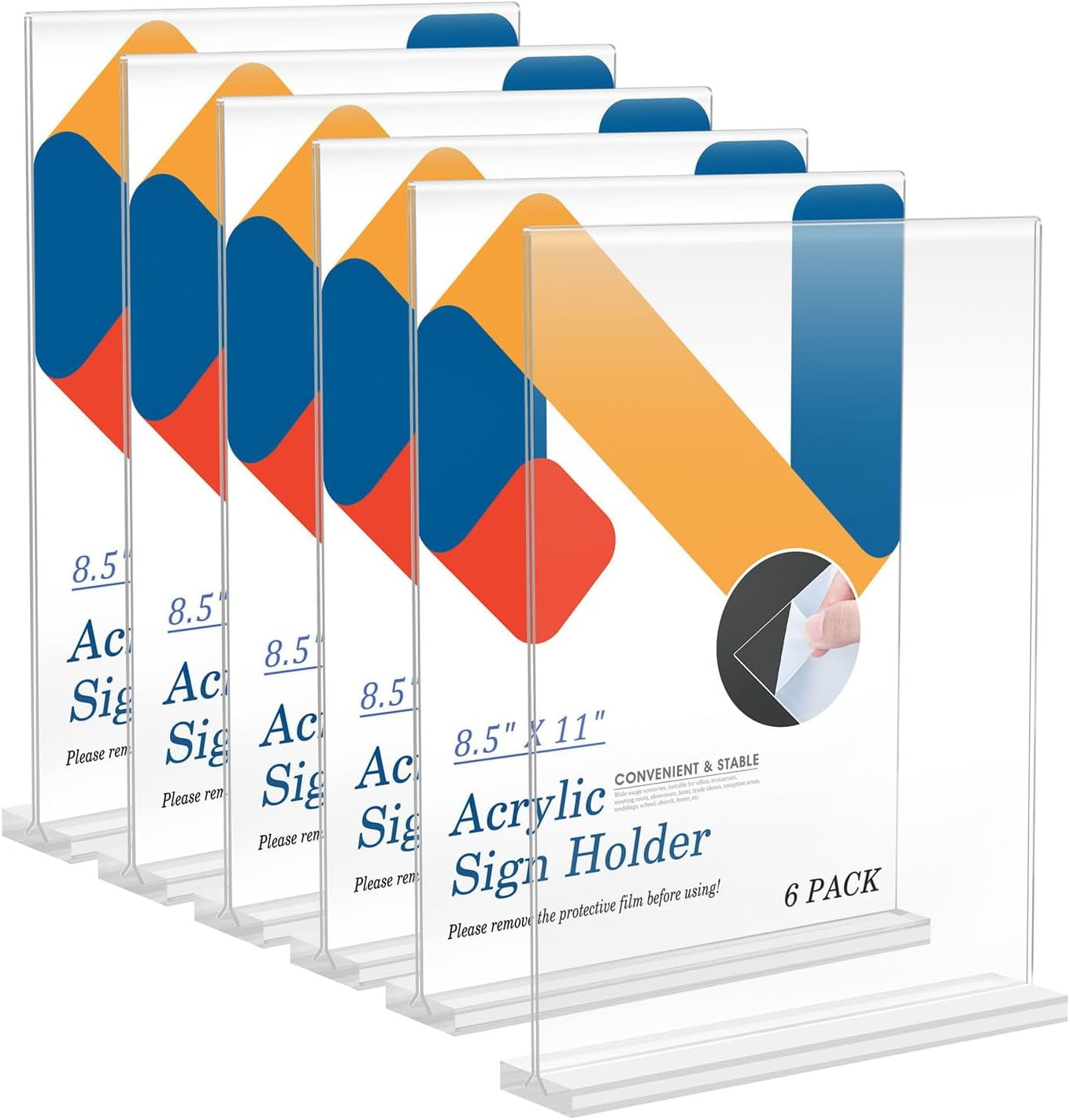 6 Pack Acrylic Sign Holder 8.5 x 11, Vertical T Shape Plastic Sign ...