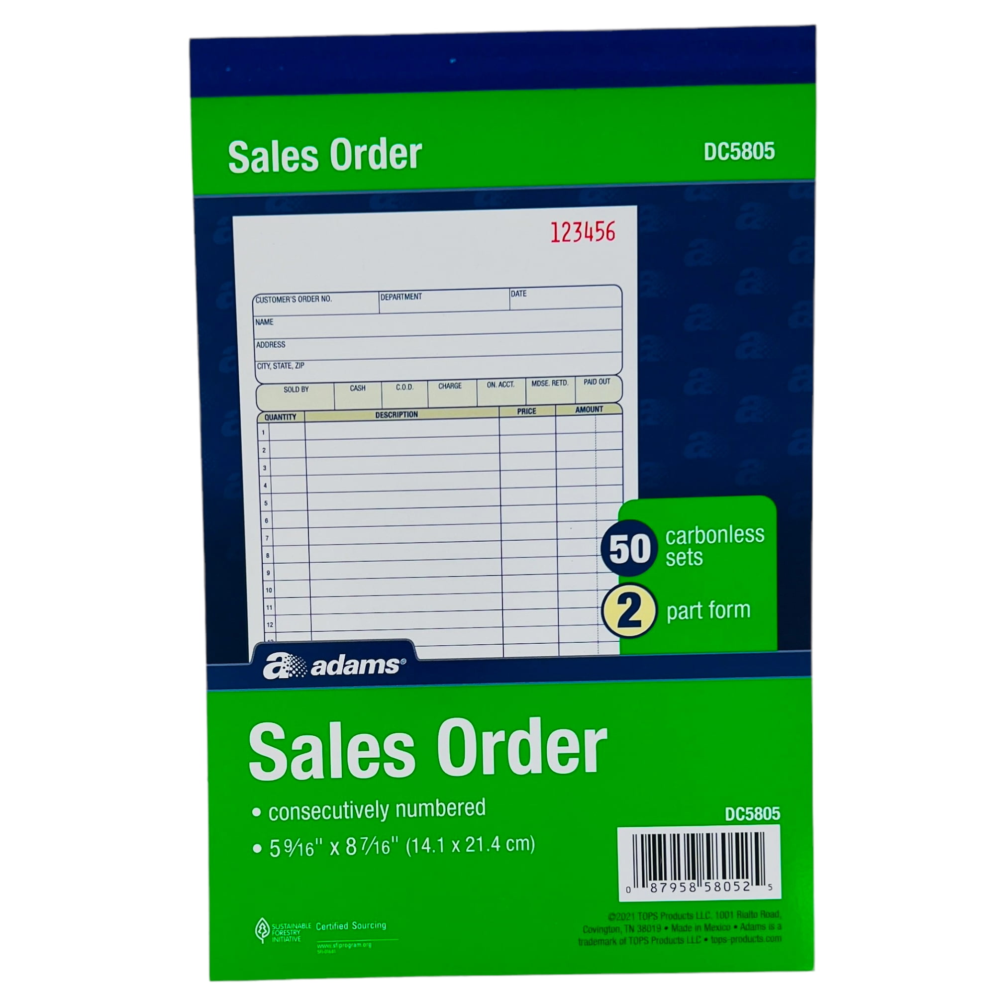 (6 Pack) Adams Sales Order Book, 2-Part, Carbonless, White/Canary, 5-9/ ...