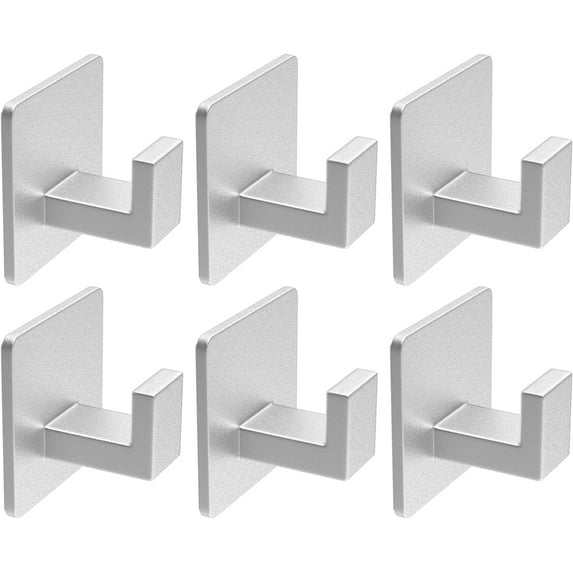 6 Pack Adhesive Towel Hooks, Heavy Duty Wall Hooks Aluminum Black Hooks ...