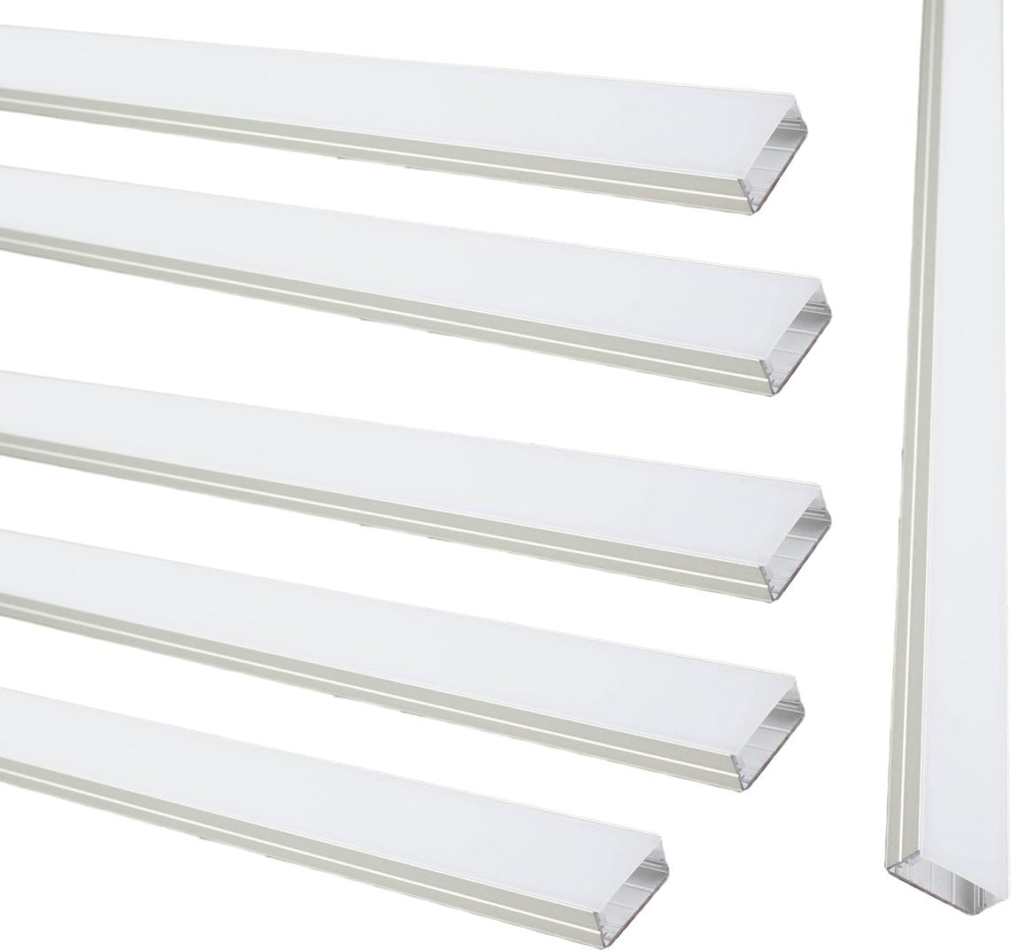 6 Pack Aluminum Channel Extra Wide U Shape Diffuser for LED Strip ...
