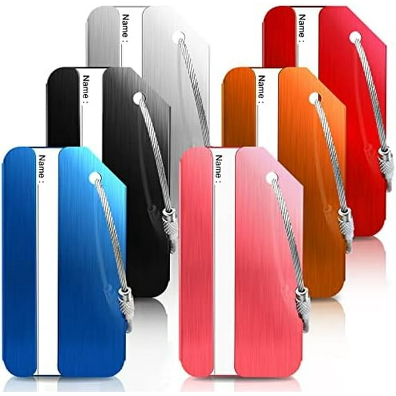 6 Pack Aluminum Luggage Tags for Suitcases with Name ID Card, Durable ...