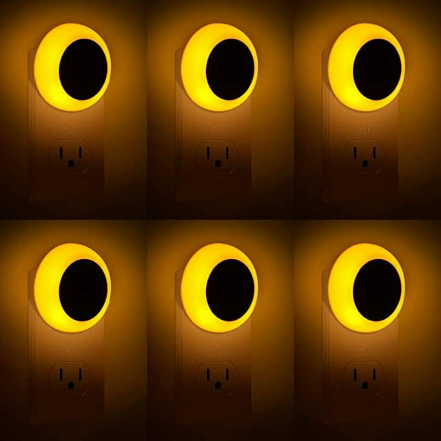 6 Pack Amber Night Light, LED Night Lights Plug into Wall with Dusk to ...